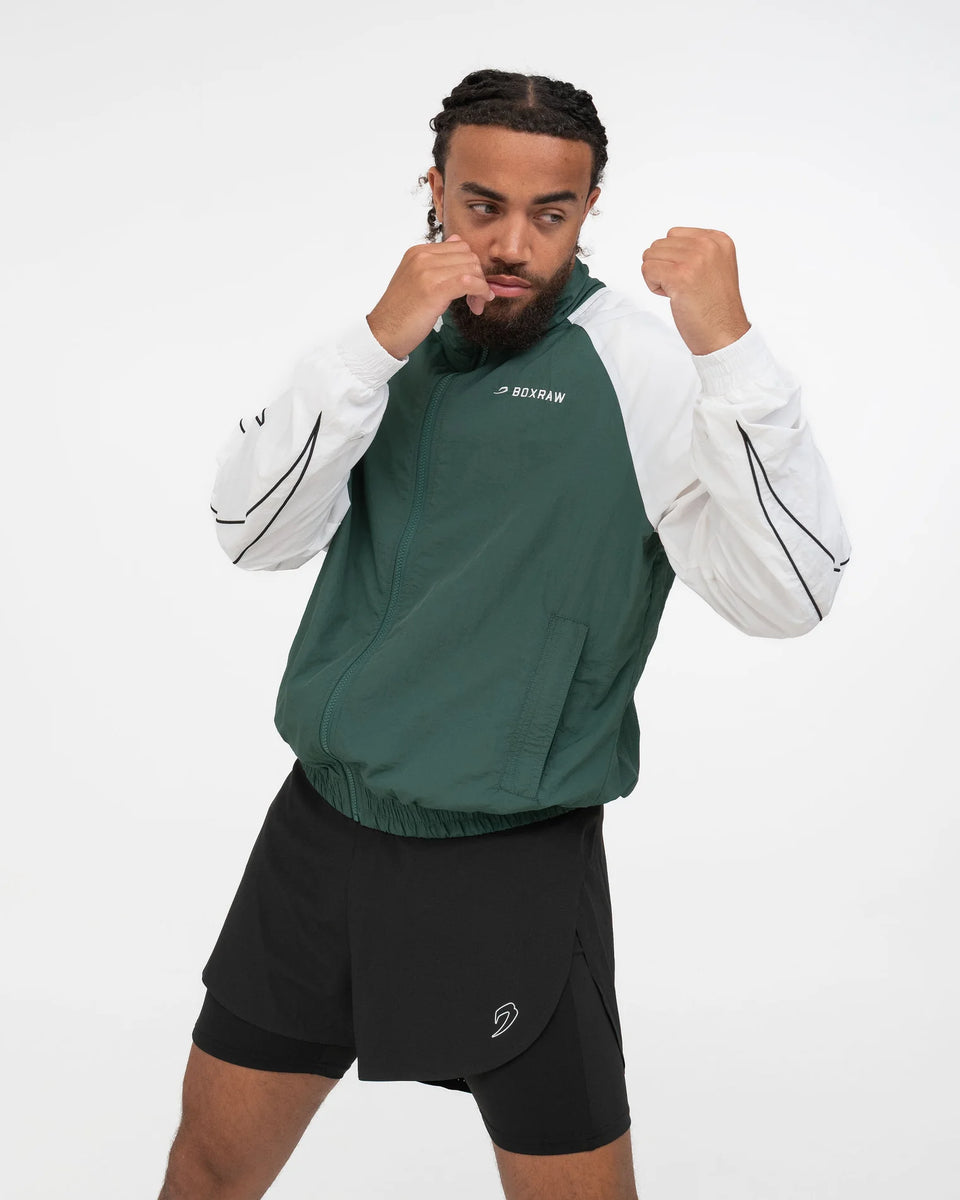 BOXRAW TUNERO SHELL TRACK JACKET - GREEN/WHITE – Champs Bxing ltd