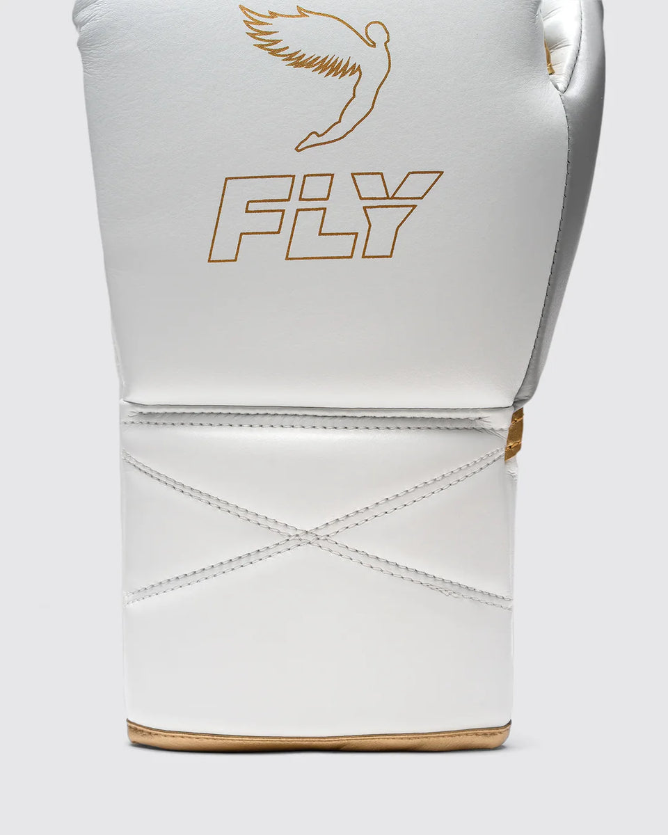 FLY SUPER X2 LACE UP SPARRING SET - WHITE/GOLD – Champs Bxing ltd