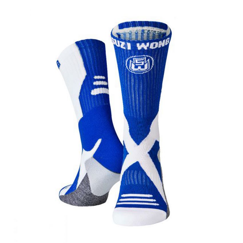 SUZI WONG X-SOLE BOXING SOCKS - WHITE / BLUE – Champs Bxing ltd