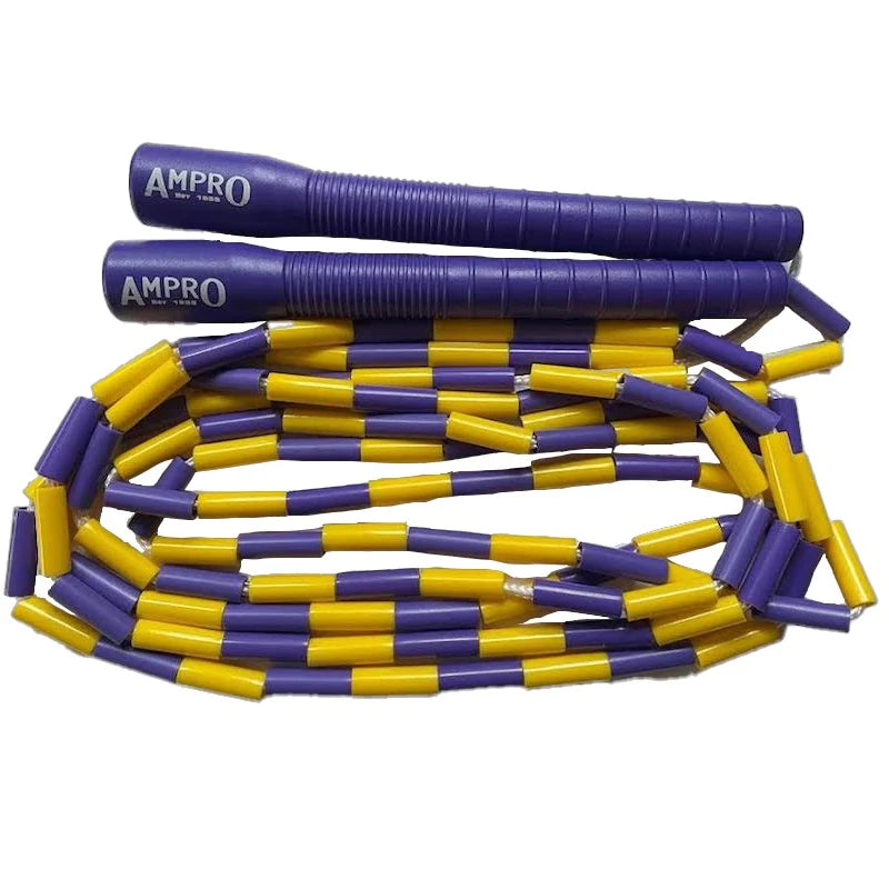 AMPRO BALLERS BEADED LONG HANDLE FREESTYLE JUMP ROPE - PURPLE/YELLOW ...